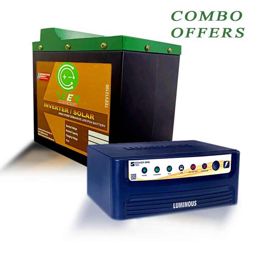 Combo Offer TEEV 12V 100Ah Lithium Ferro Phosphate (Lifepo4) 100% ...